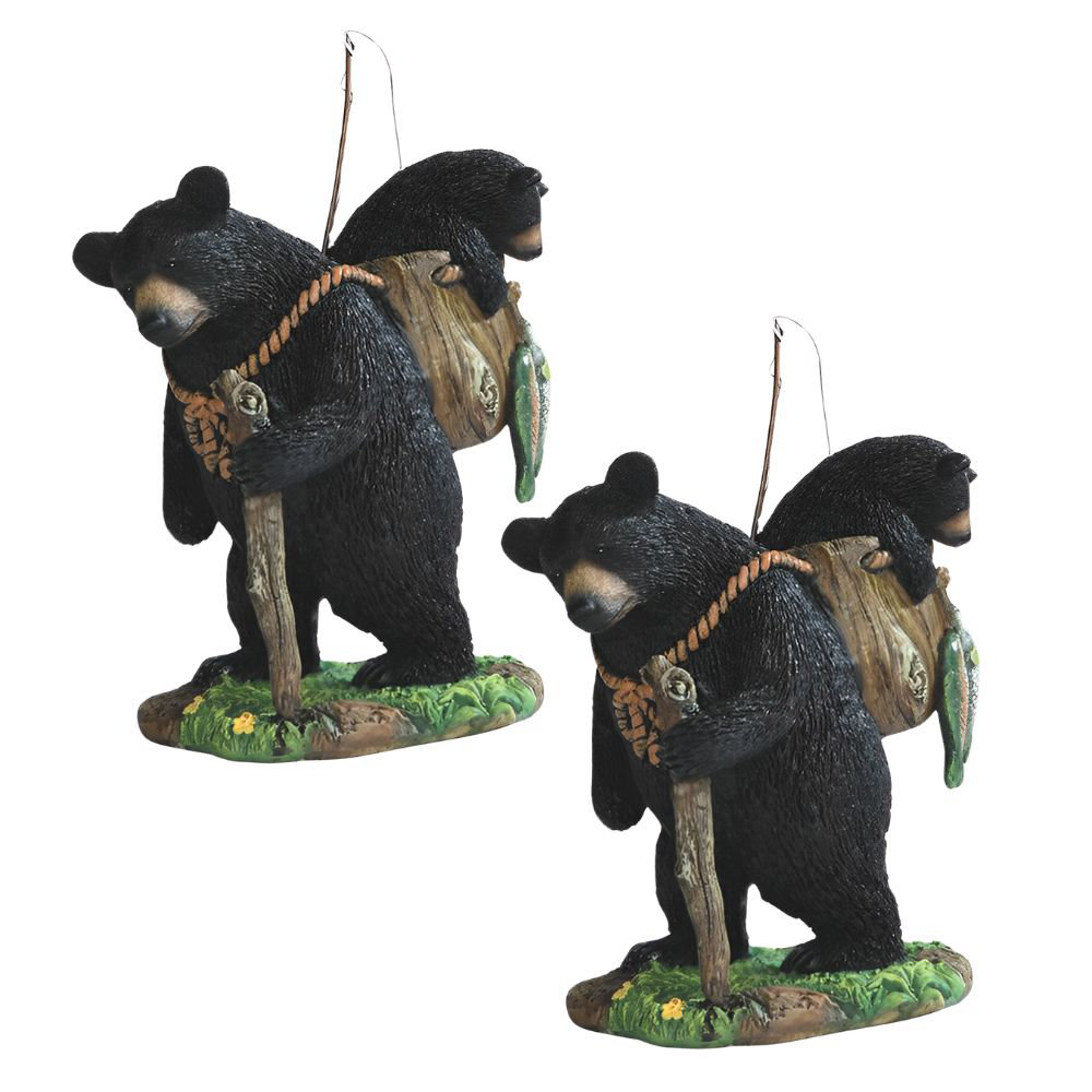 Ophelia & Co. "2-PC Set" ICE ARMOR 7"H Black Bear Salmon Fishing with ...