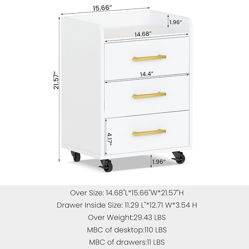 Ebern Designs Erbie 15.6 Wide 3 -Drawer File Cabinet | Wayfair