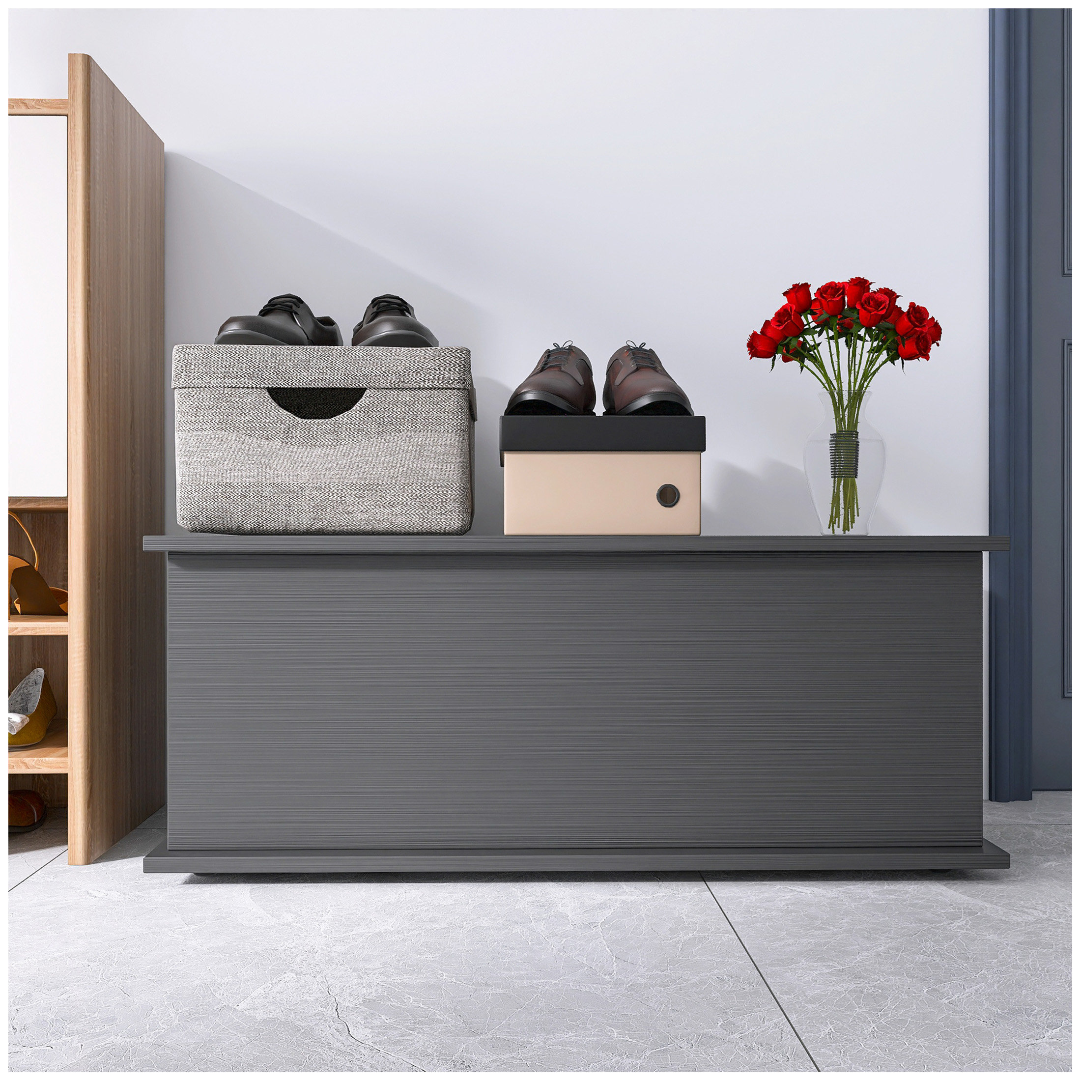 Latitude Run® Storage Chest Trunk, Lift Top Wood Box for Entryway Bench ...