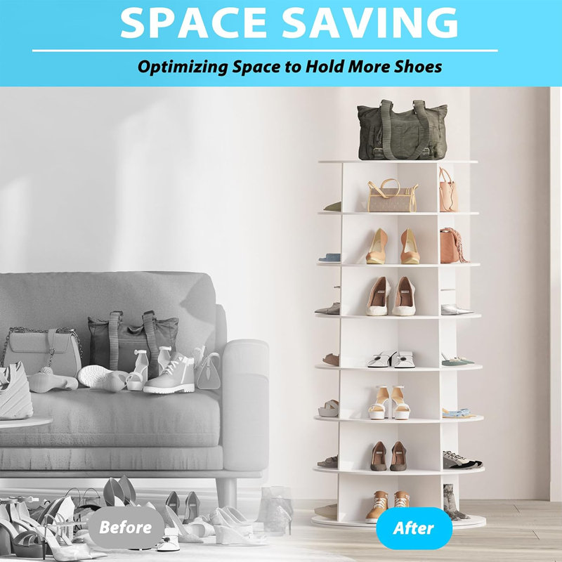 Hokku Designs 7-Tier Rotating Shoe Rack Tower With 360° Swivel Base ...