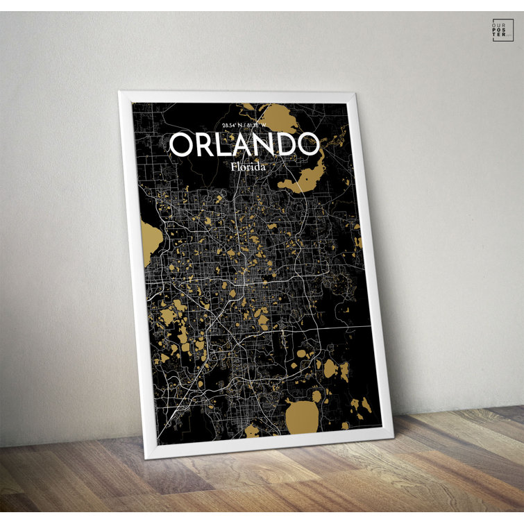 OurPoster.com 'Orlando City Map' Graphic Art Print Poster in Luxe ...