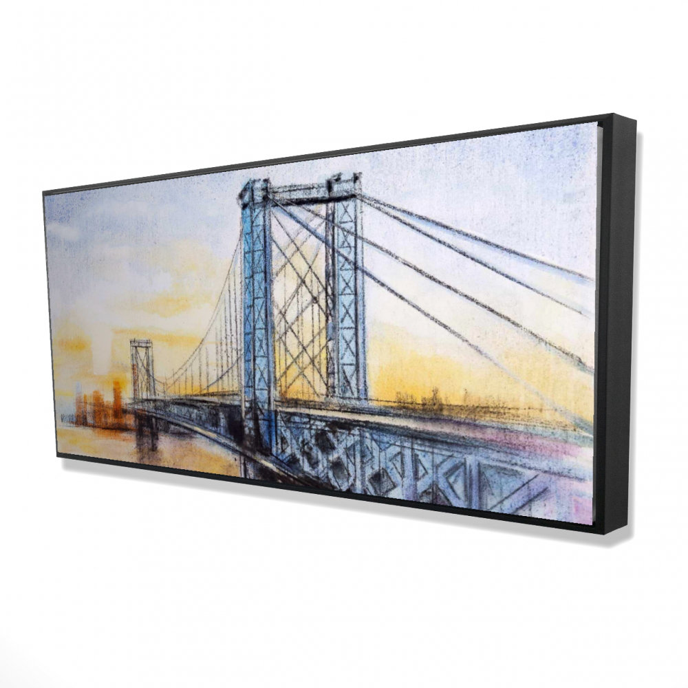 Longshore Tides Abstract brooklyn bridge - 24"x48" Framed canvas | Wayfair