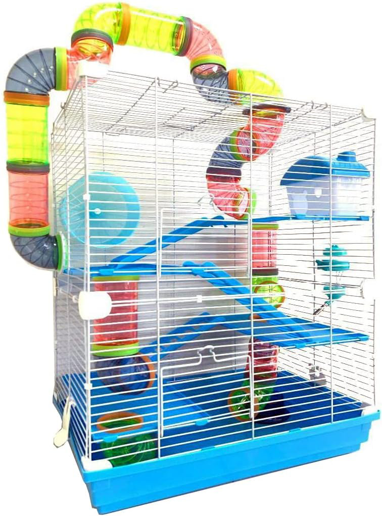 Ivy Bronx Large 5-Floors Blue Hamster Mansion Habitat Home House Cage ...