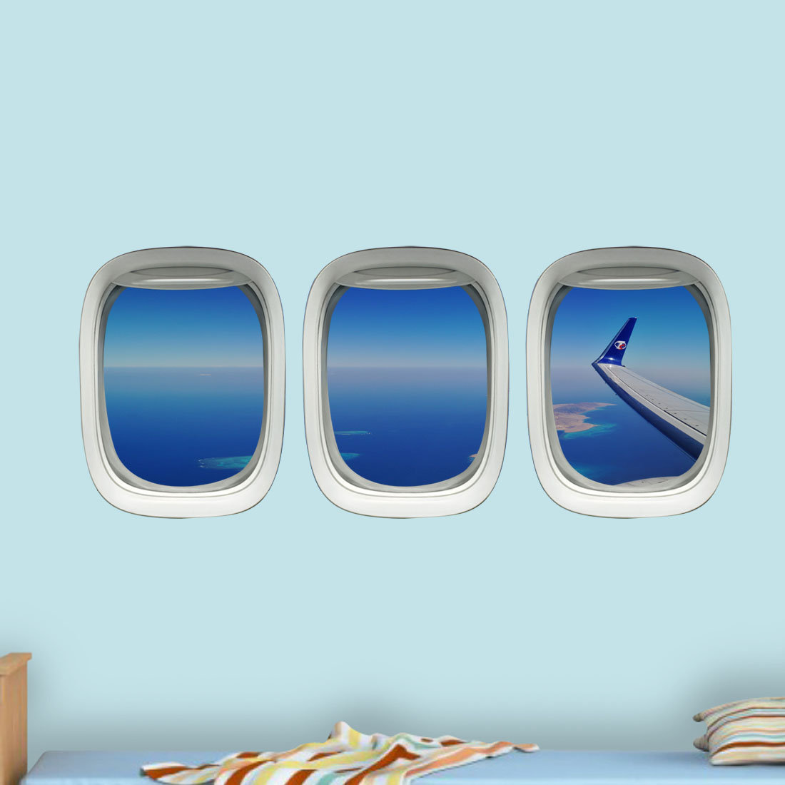 Bless international 3 Piece Airplane Window Wing Clings Aviation Wall ...