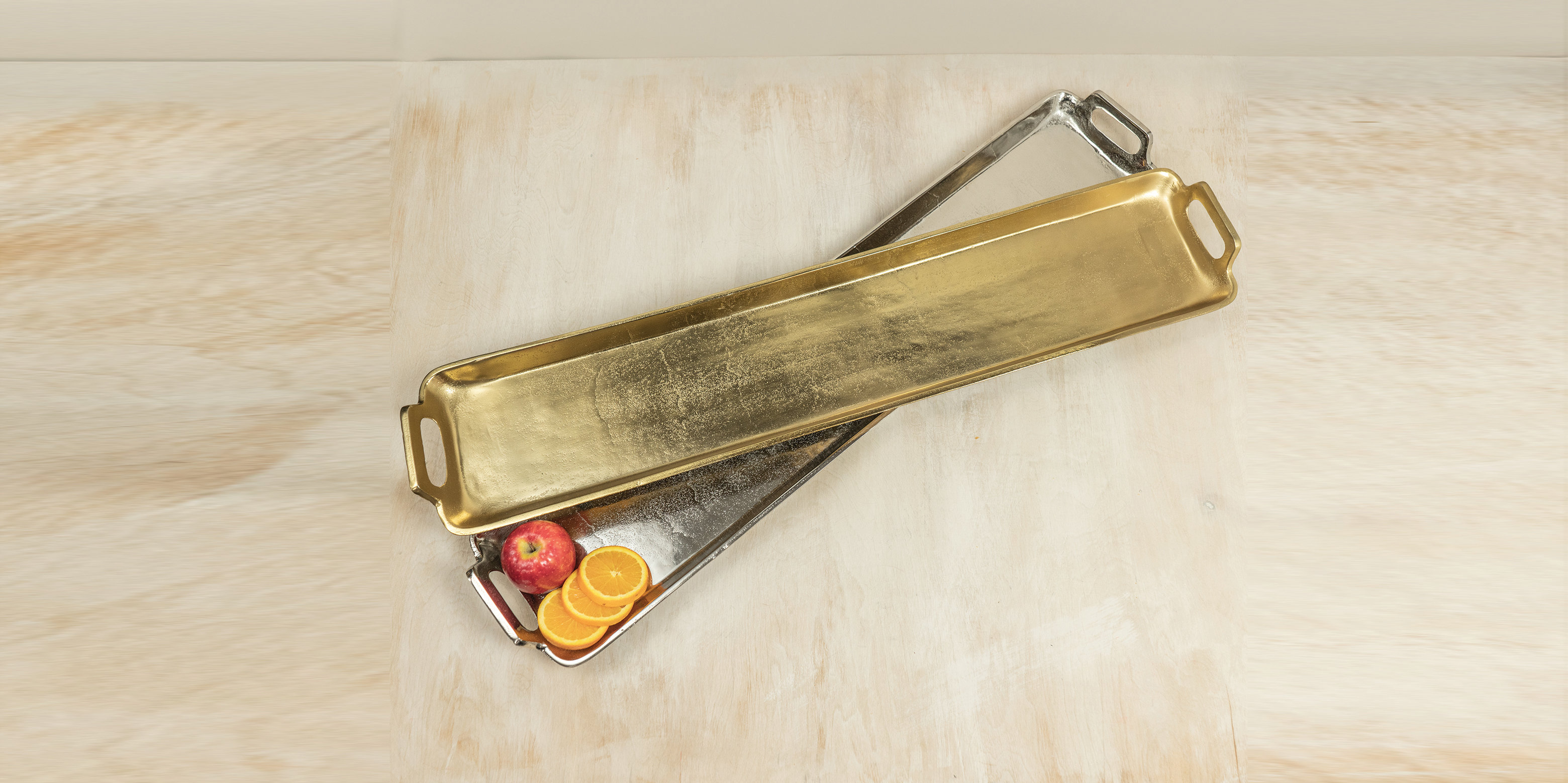 India Handicrafts, Inc. Gold 36" Long And 4" Wide Texture Tray With ...