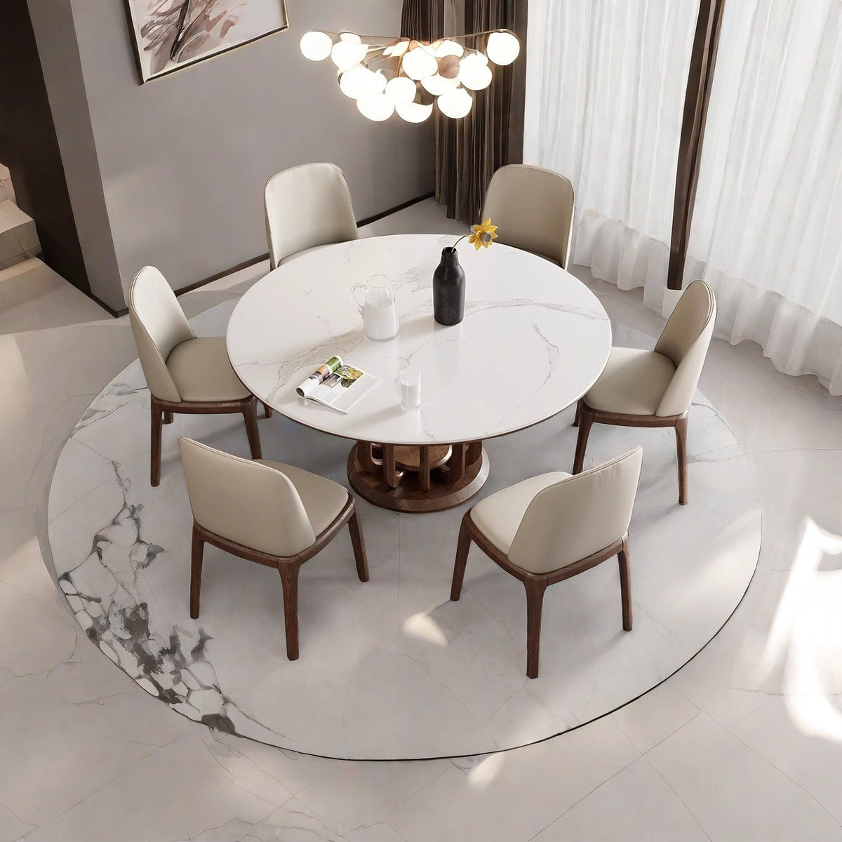Beicang Home Round Wood & Rock Slab Dining Table - Wayfair Canada