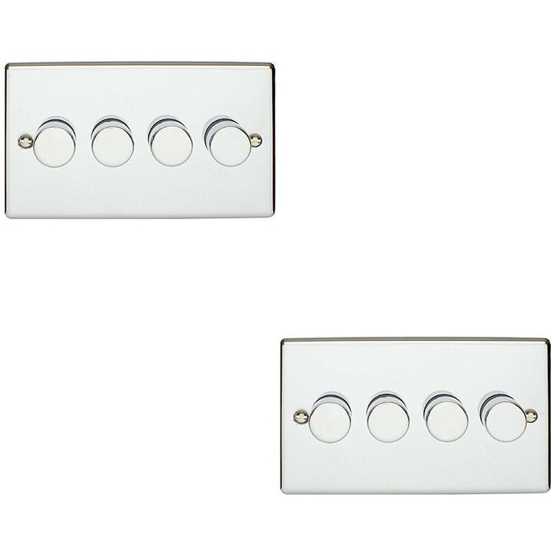 Loops Direct 2 PACK 4 Gang 400W 2 Way Rotary Dimmer Switch CHROME Light ...