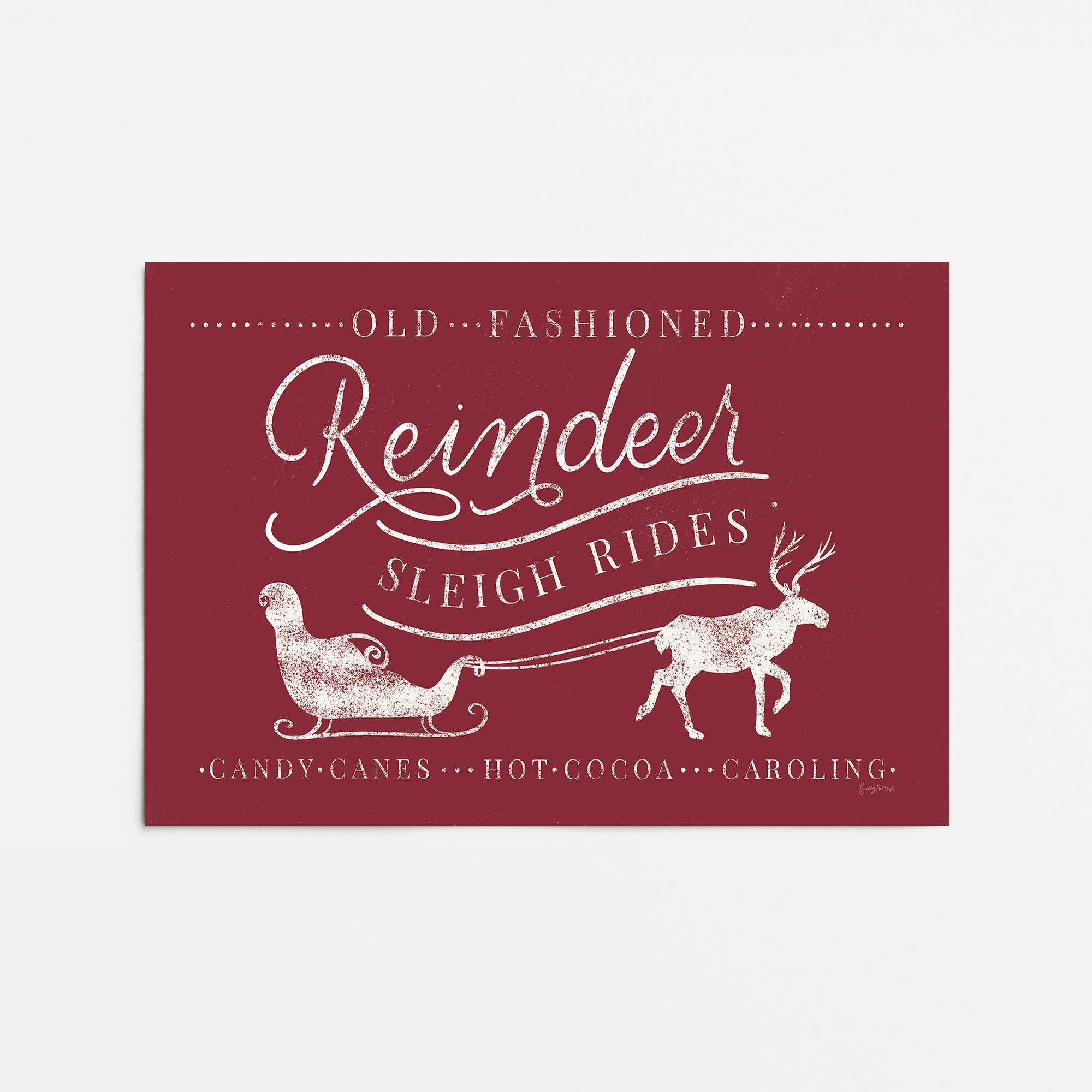 Millwood Pines Classic Reindeer Sleigh Rides Sign Print | Wayfair