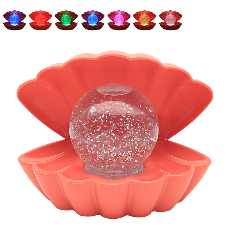 House of Hampton Sea Shell / Clam LED Glitter Lamp- Coral 18Cm ...