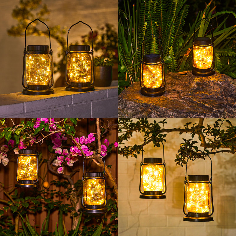 LETMY 10" Solar Powered Integrated LED Outdoor Lantern & Reviews | Wayfair