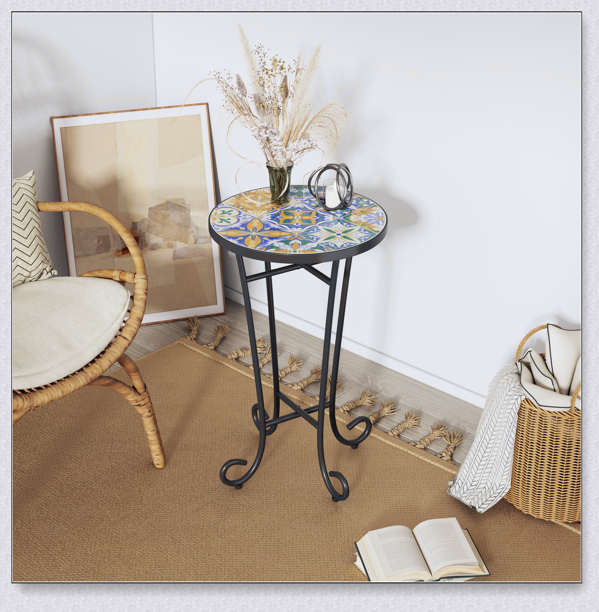 Dakota Fields Patio Side Table,Colourful+Black - Wayfair Canada