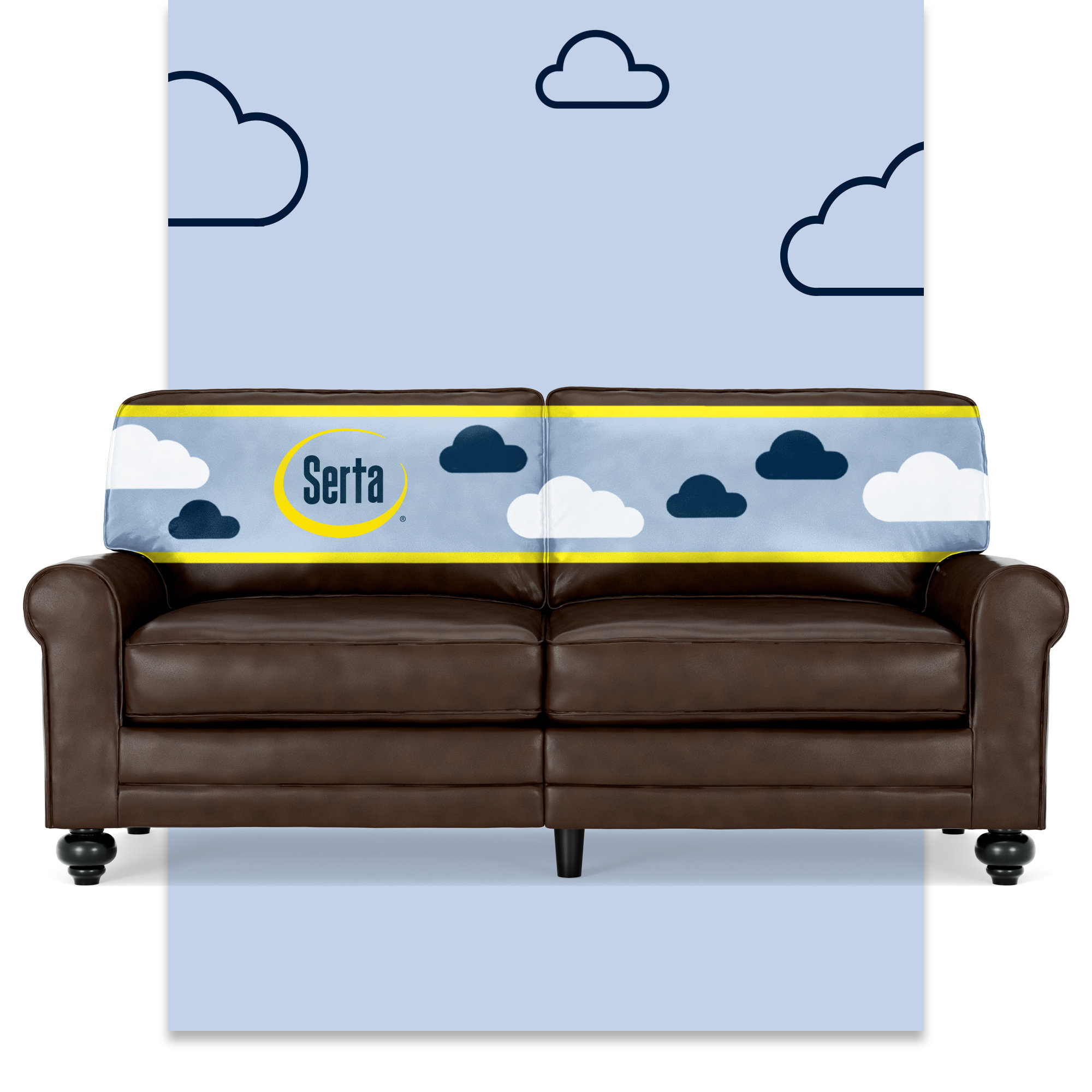 Serta Copenhagen 73" Sofa Couch for Two People with Pillowed Back ...