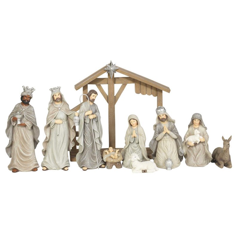 The Holiday Aisle® Nativity Set/Creche 10-Piece 9.625in | Wayfair