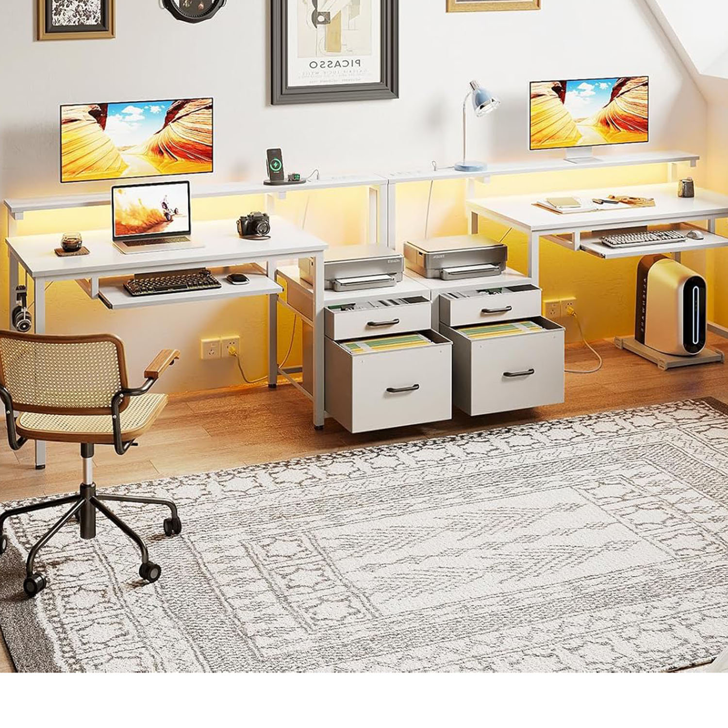 Inbox Zero 48-Inch Gaming Desk With Power Outlets & LED Light ...