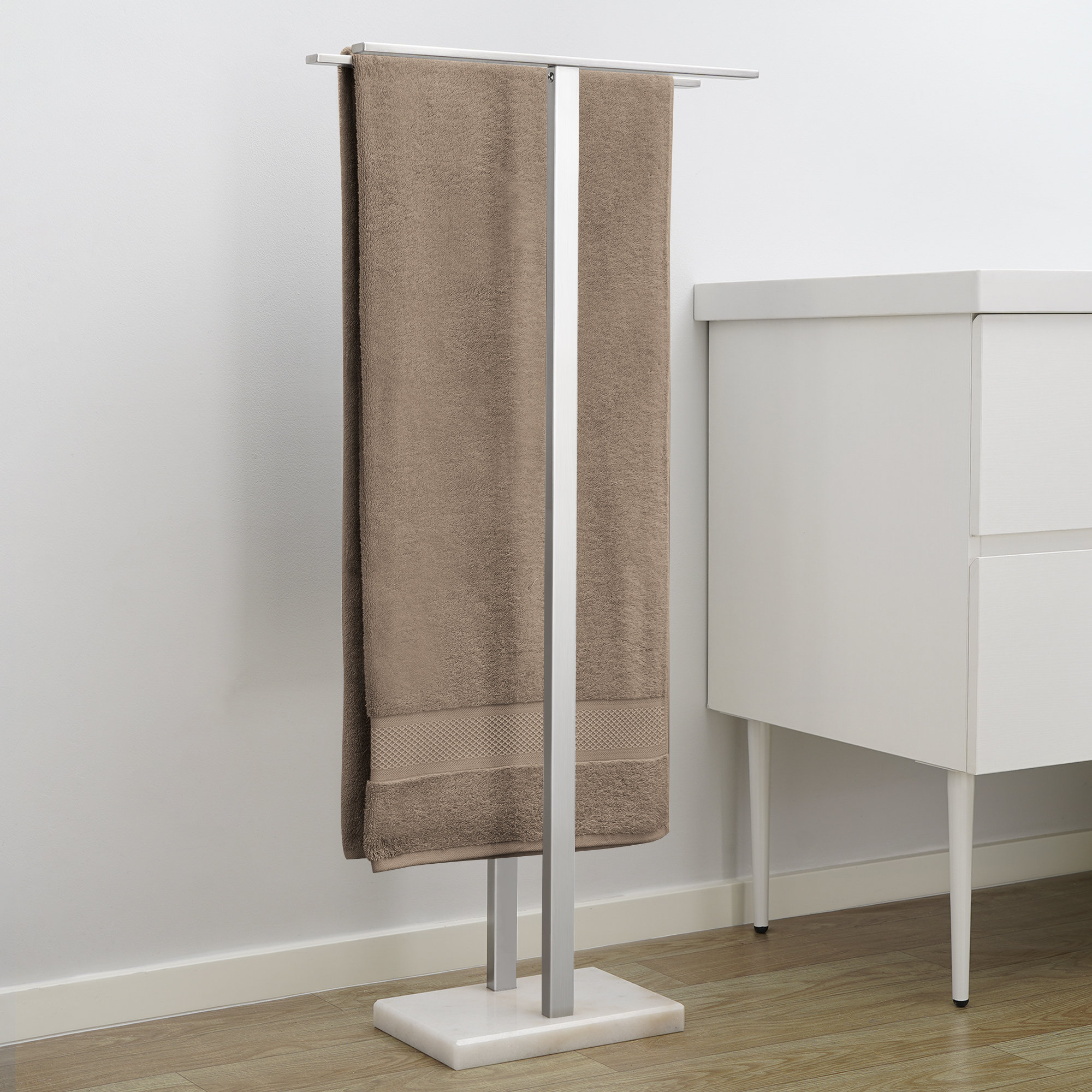 KES Bathroom Free Standing Towel Rack 43" H with Marble Base 2-Tier 18/ ...