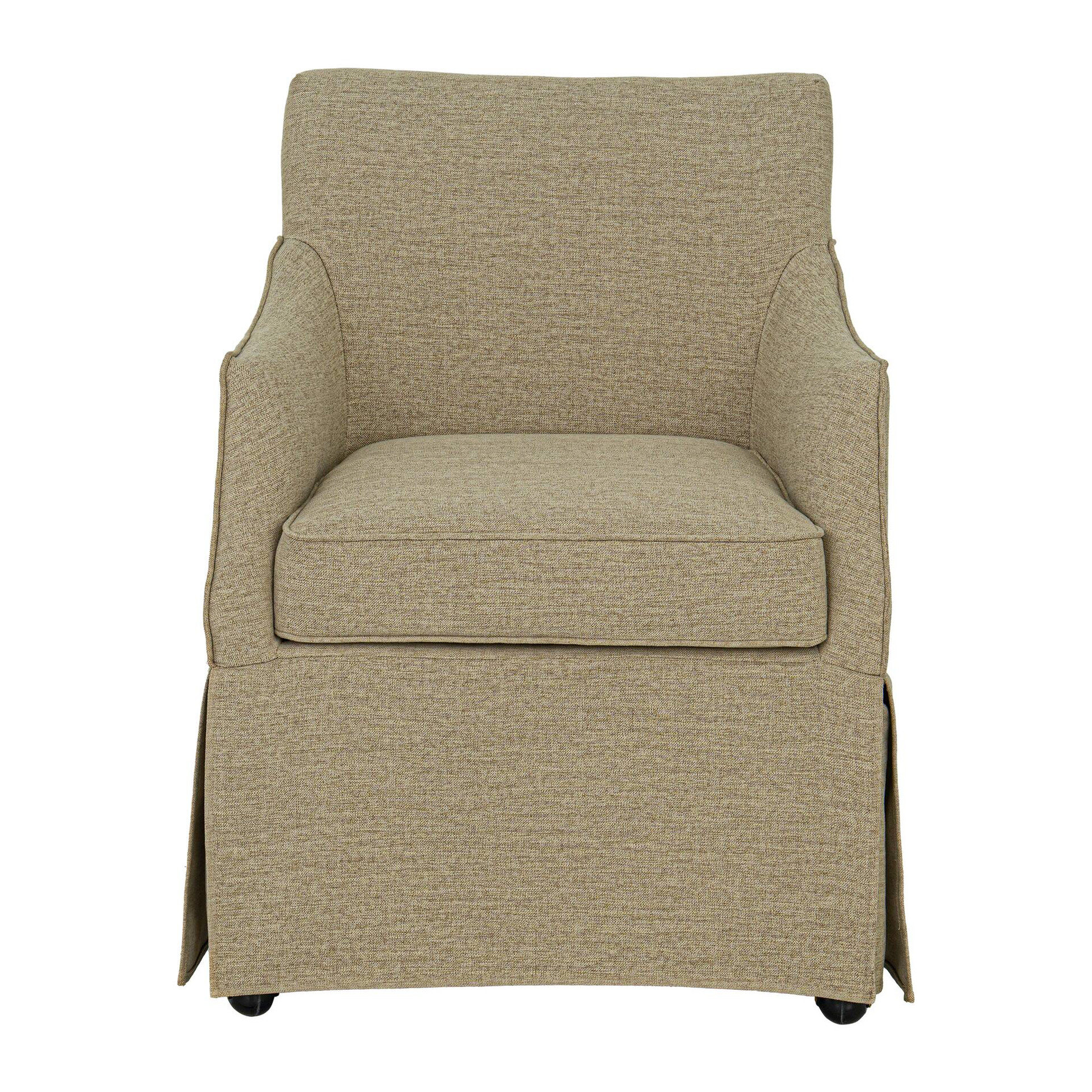 Hokku Designs Beige Fully Upholstered Skirted Arm Chair For Home Office ...