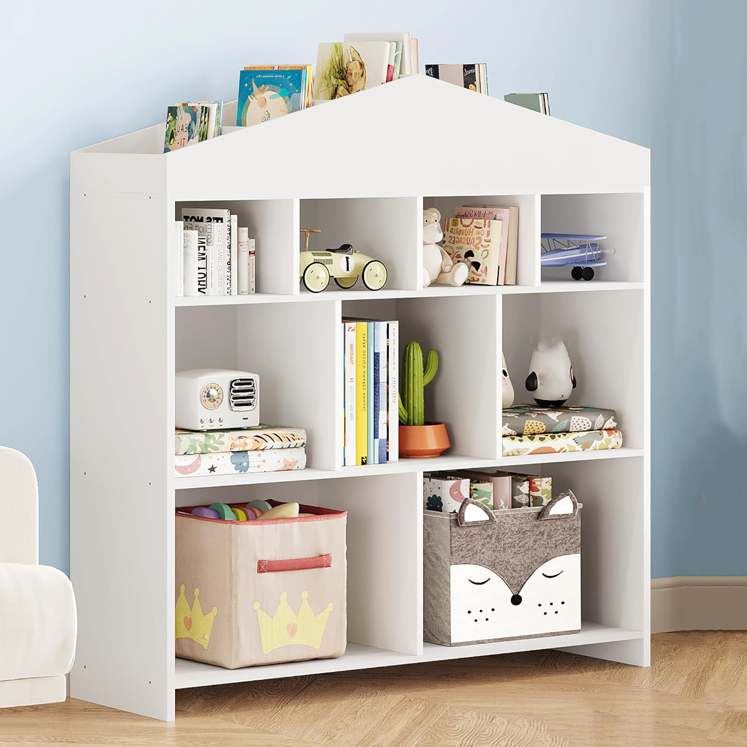 Redwood Rover Toy Storage Organizer, 9-cubby Kids Bookcase Toddlers ...