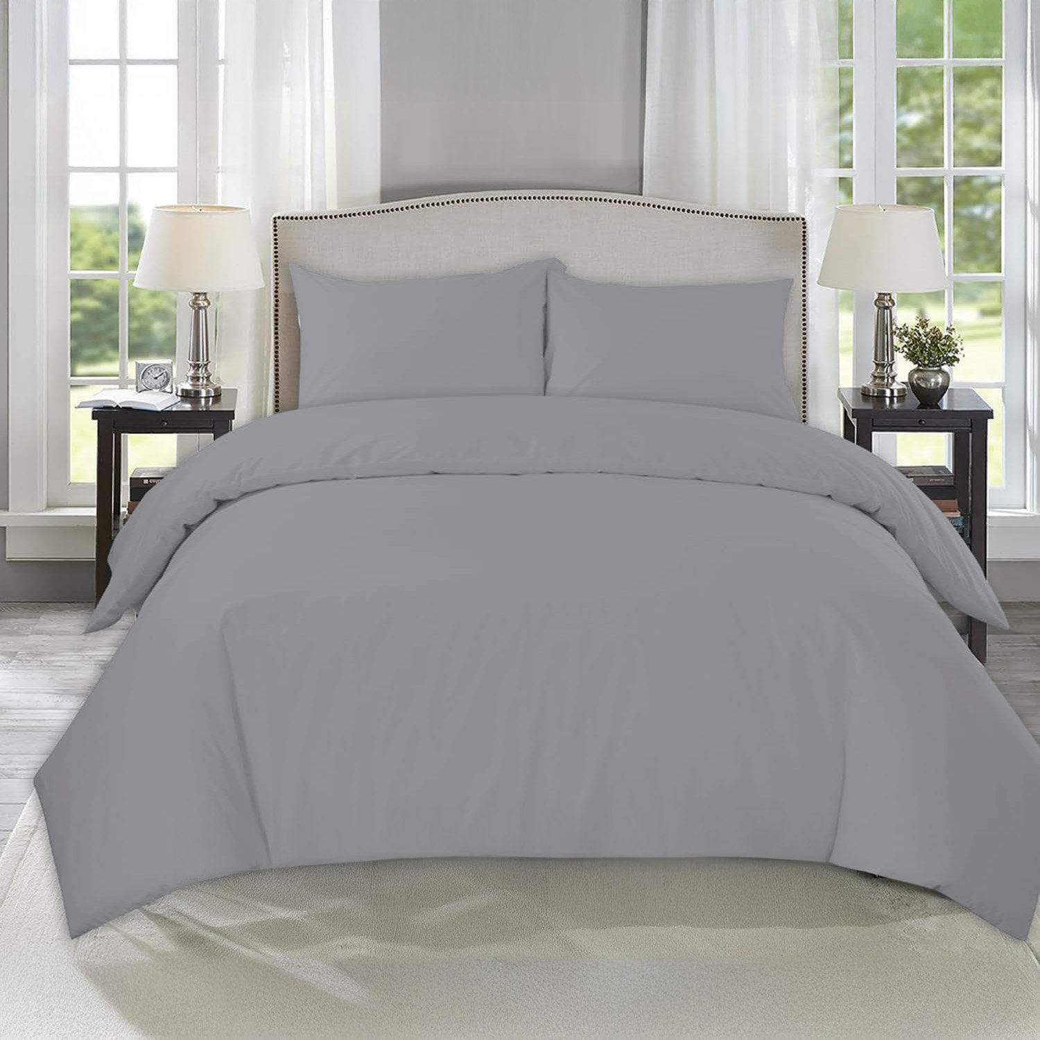 SUPREME BEDDING LTD 4-Piece Dyed Duvet Cover Set With Pillowcases And ...