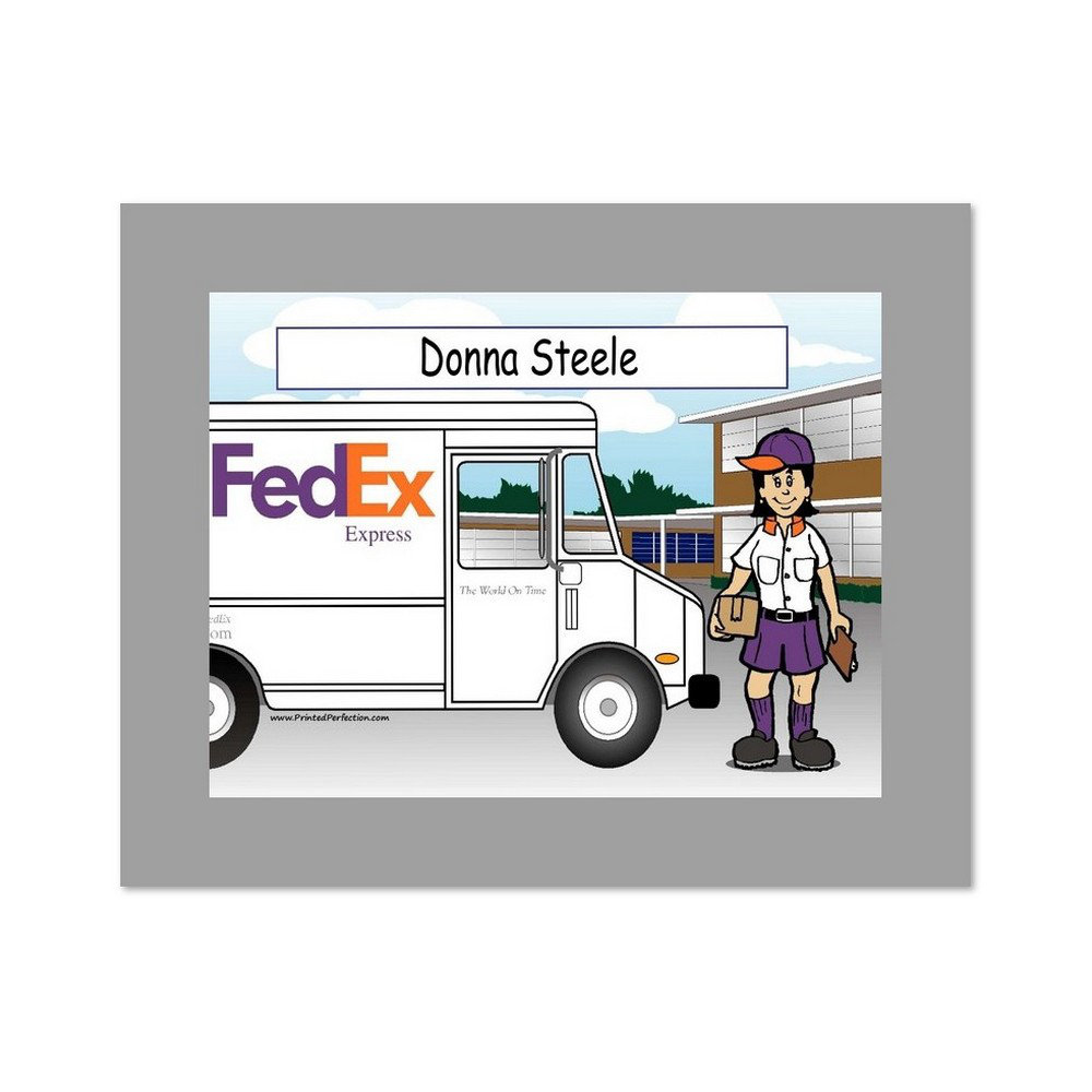Printed Perfection Personalized Fedex Driver Female Caricature with a ...