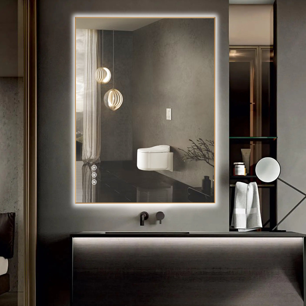 Ivy Bronx Addasyn Rectangular Modern & Contemporary LED Light Anti-Fog ...