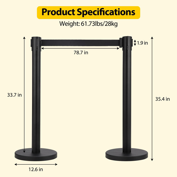 Homhougo Crowd Control Stanchion With 6.5FT Retractable Belt Stanchion ...