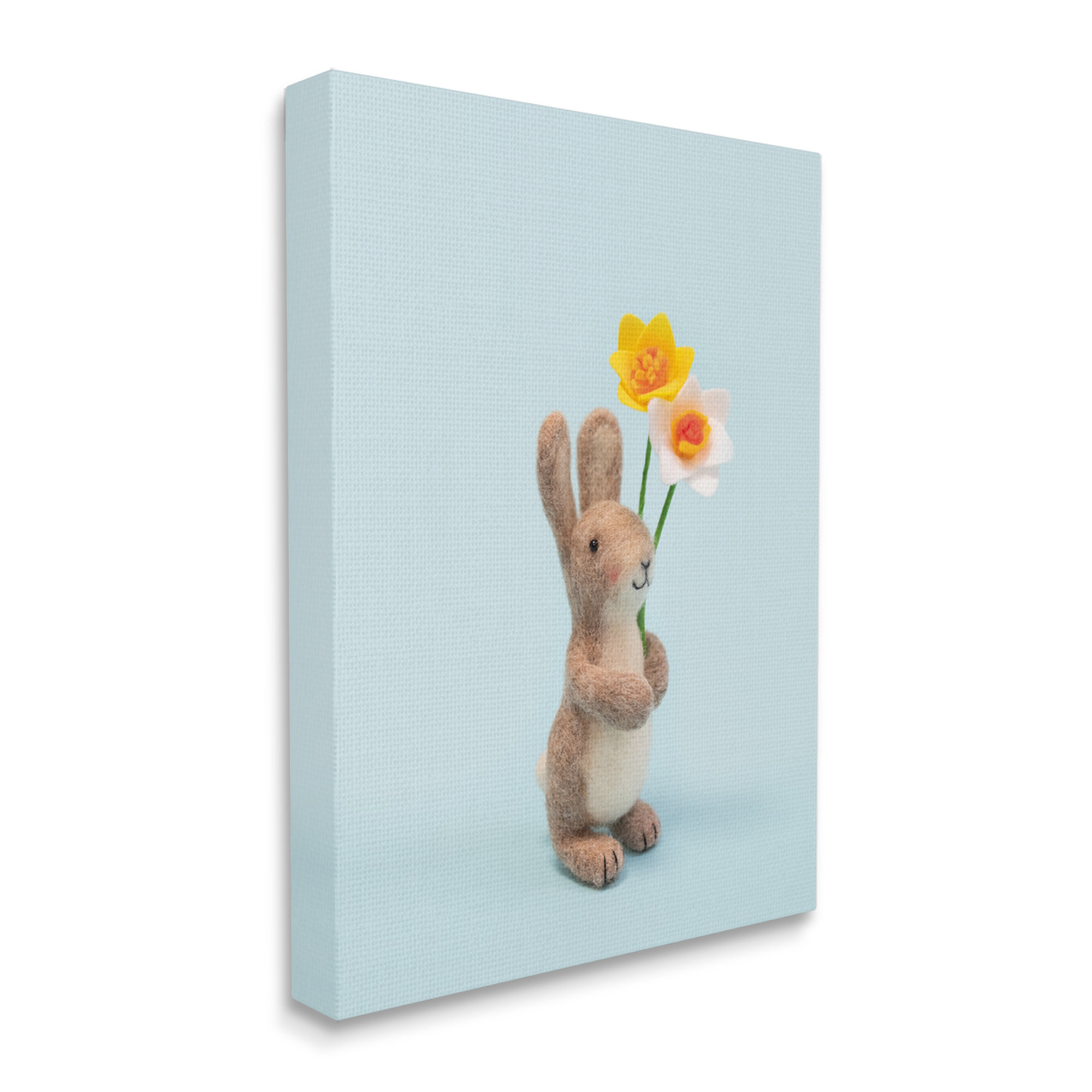 Stupell Industries Spring Bunny Floral Daffodils On Canvas Photograph ...