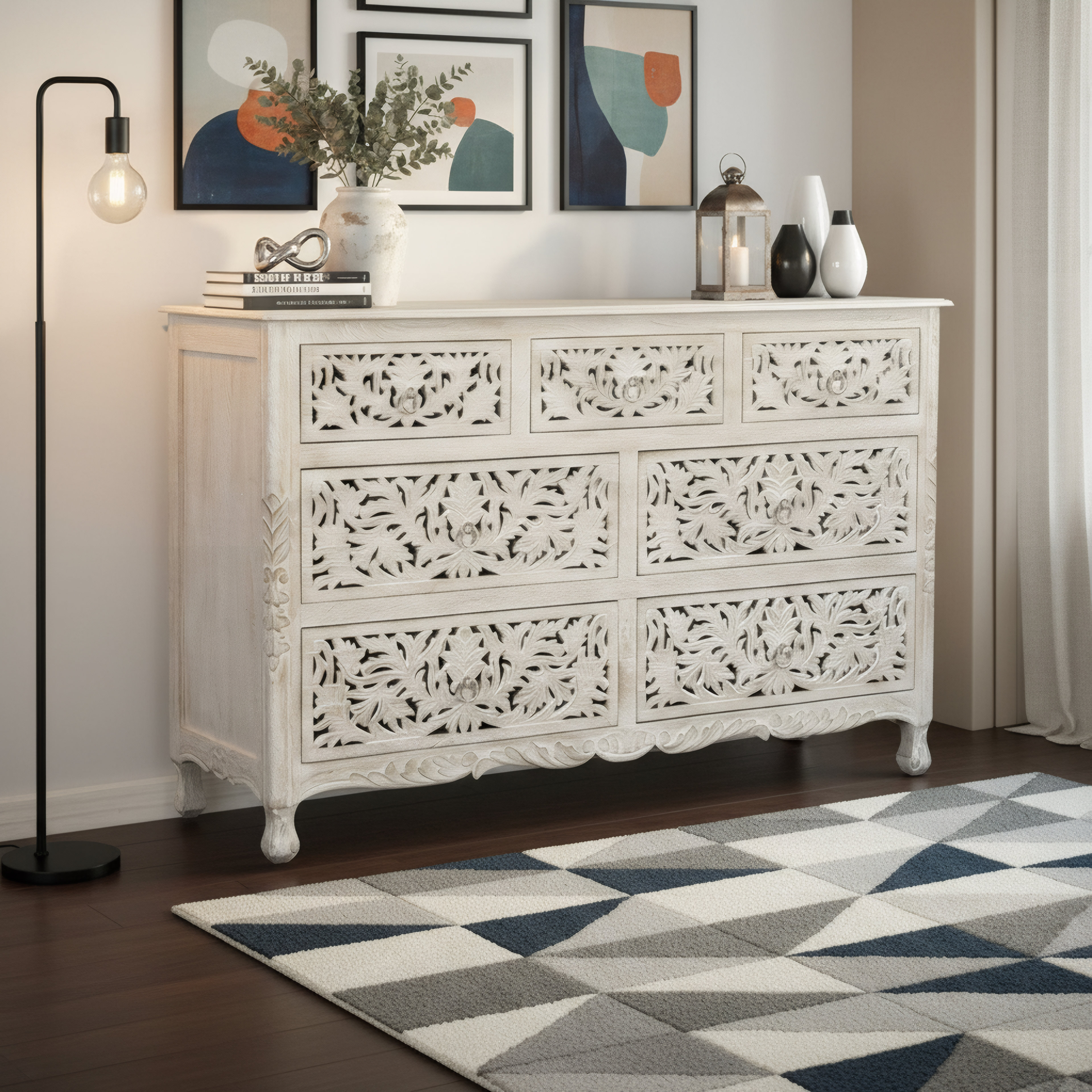 Kelly Clarkson Home Harleen 7 Drawer 57'' W Solid Wood Double Dresser ...