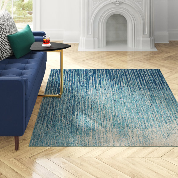 Mercury Row® Abbate Abstract Light Blue/Navy/Beige Area Rug & Reviews ...