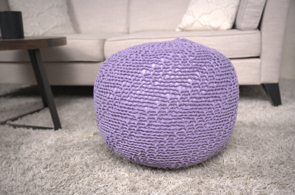 Latitude Run® Knitted Cotton Round Pouf Ottoman, 20 X 20 X 14 Inches ...