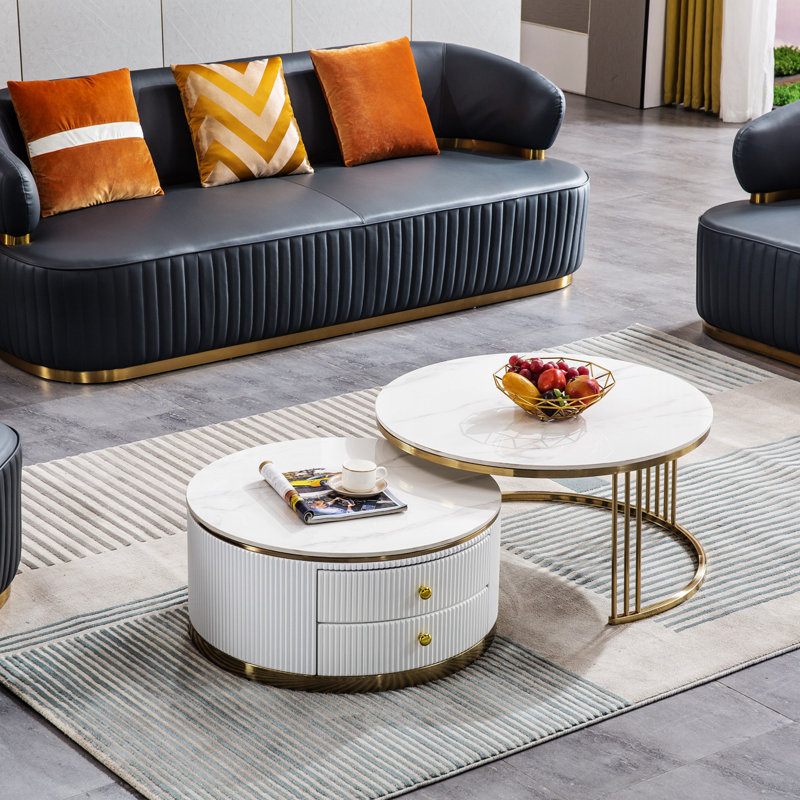 Mercer41 Tashari Nesting Coffee Table,Sintered Stone Appearance with ...