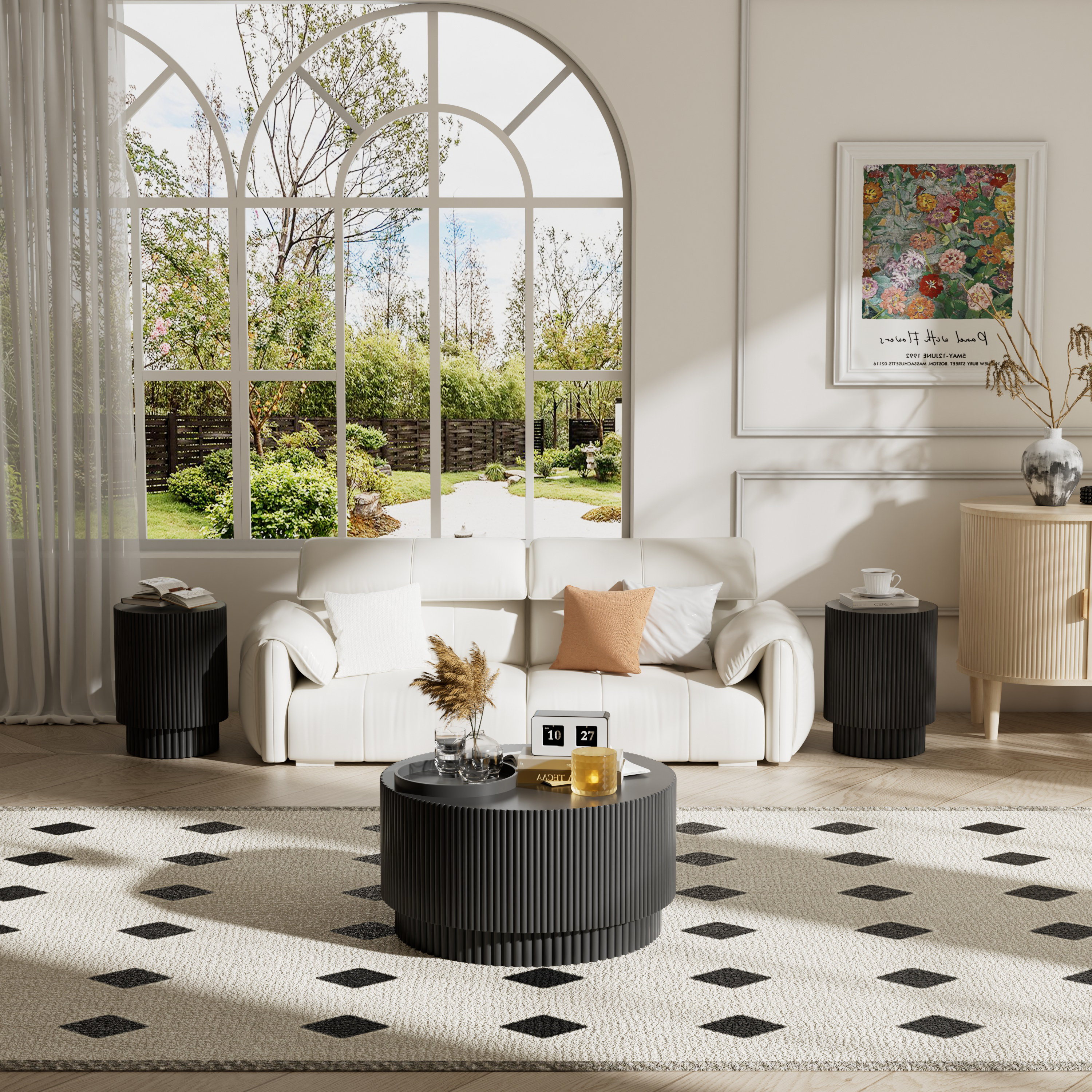 Latitude Run® 3-Piece H-shaped barrel Living Room Table Set, suitable ...