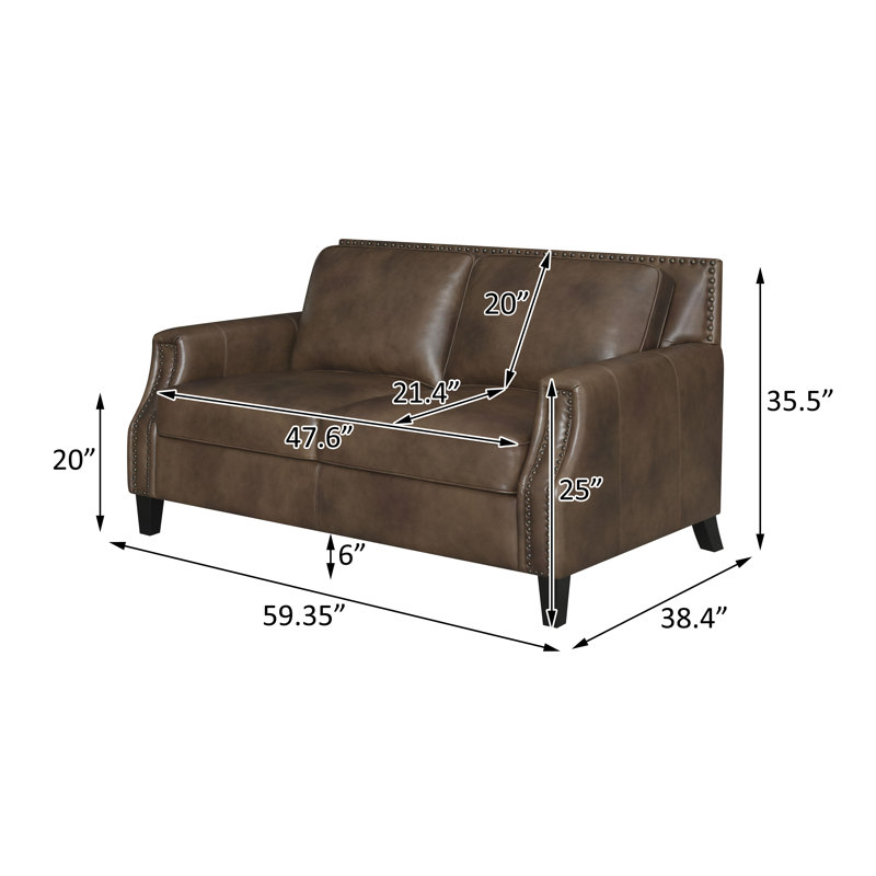 Wildon Home® 2-piece Upholstered Recessed Arm Sofa Set Brown Sugar ...