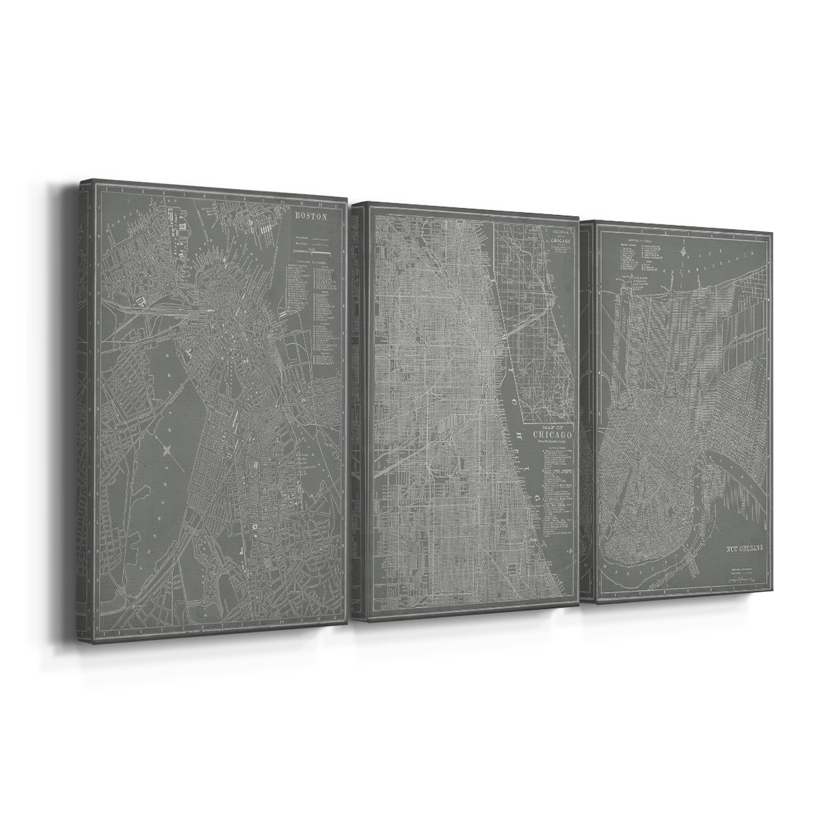 Canora Grey City Map of Boston -Custom Wrapped Gallery Canvas - 3 ...
