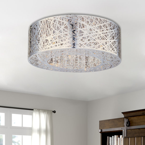 Wrought Studio Basley 24" Wide Oil Chrome Colour Bird Nest Round Shade ...
