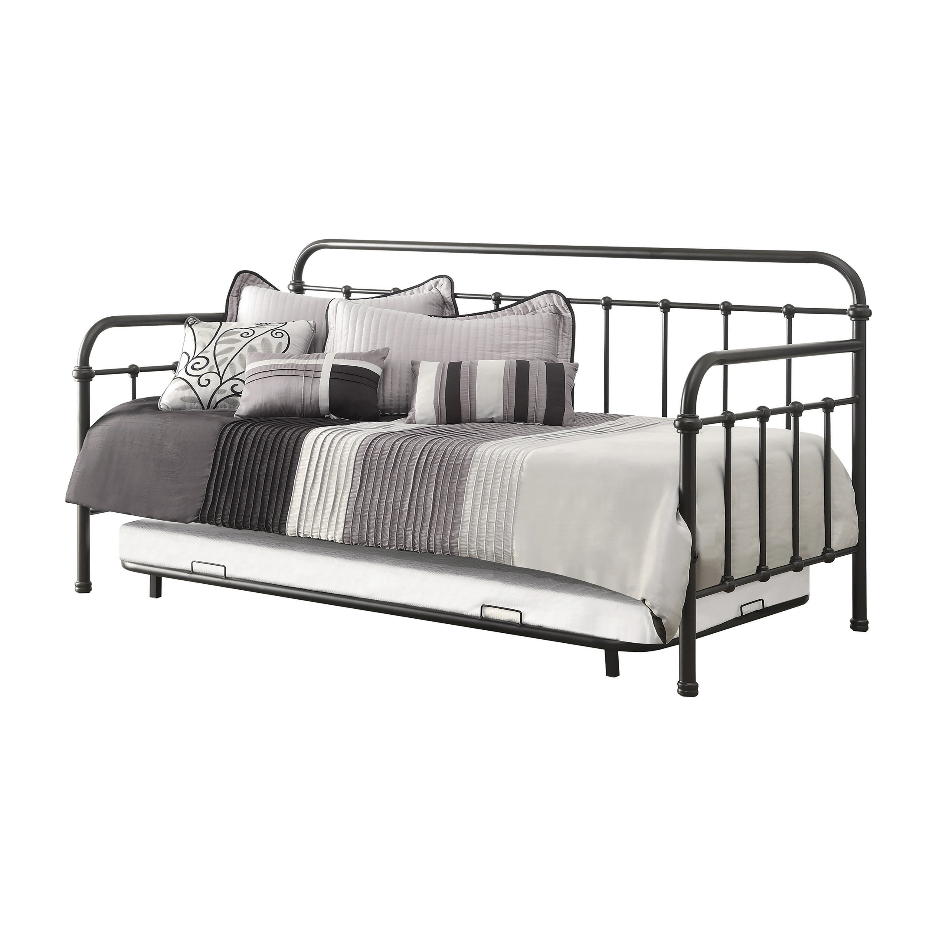Rosalind Wheeler Ekram Twin Metal Daybed with Trundle in Dark Bronze ...