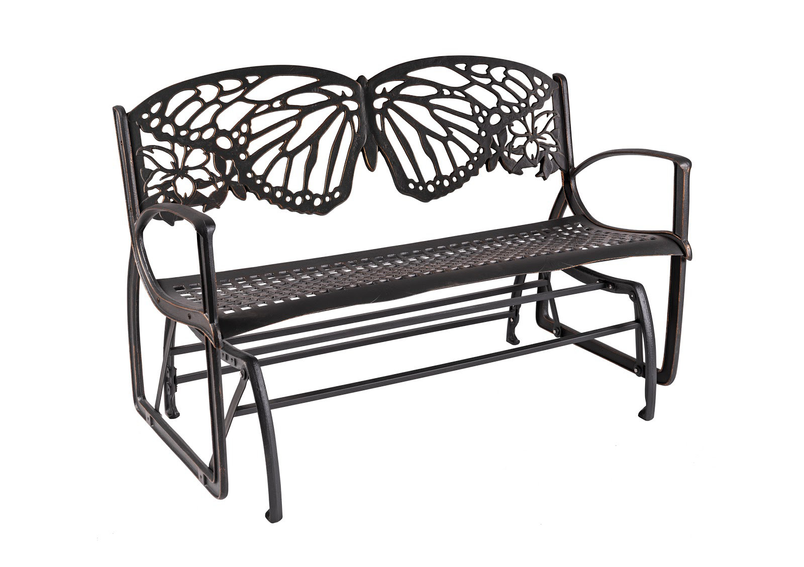 Rosalind Wheeler Gardnerville Iron Outdoor Glider Chair & Reviews | Wayfair