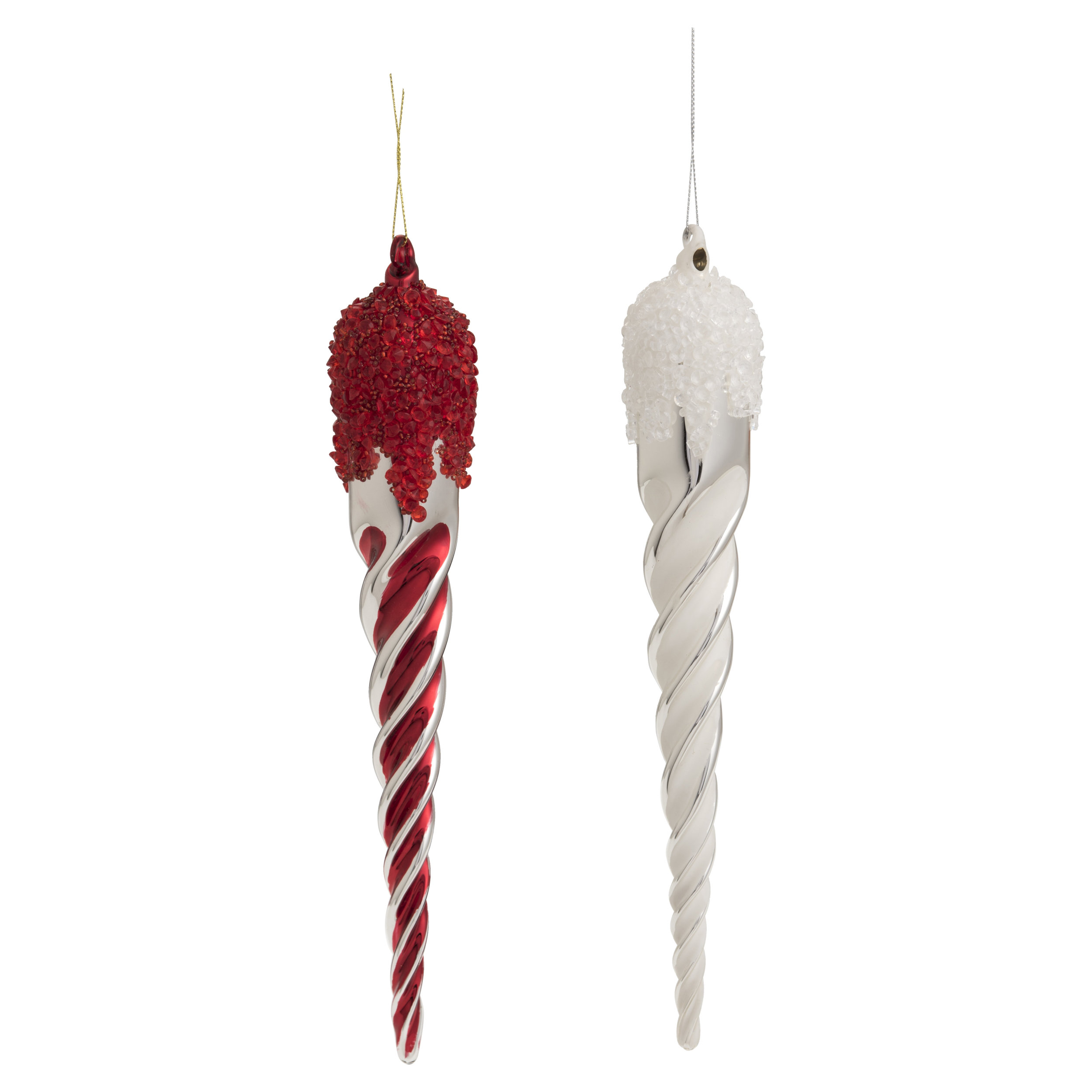 Fleur De Lis Living Glass Icicle Ornament Set of 2 Christmas Home ...