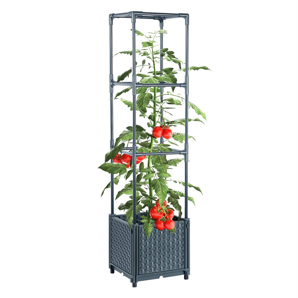 Arlmont & Co. Planter Box With Trellis Raised Garden Bed Planter Box ...
