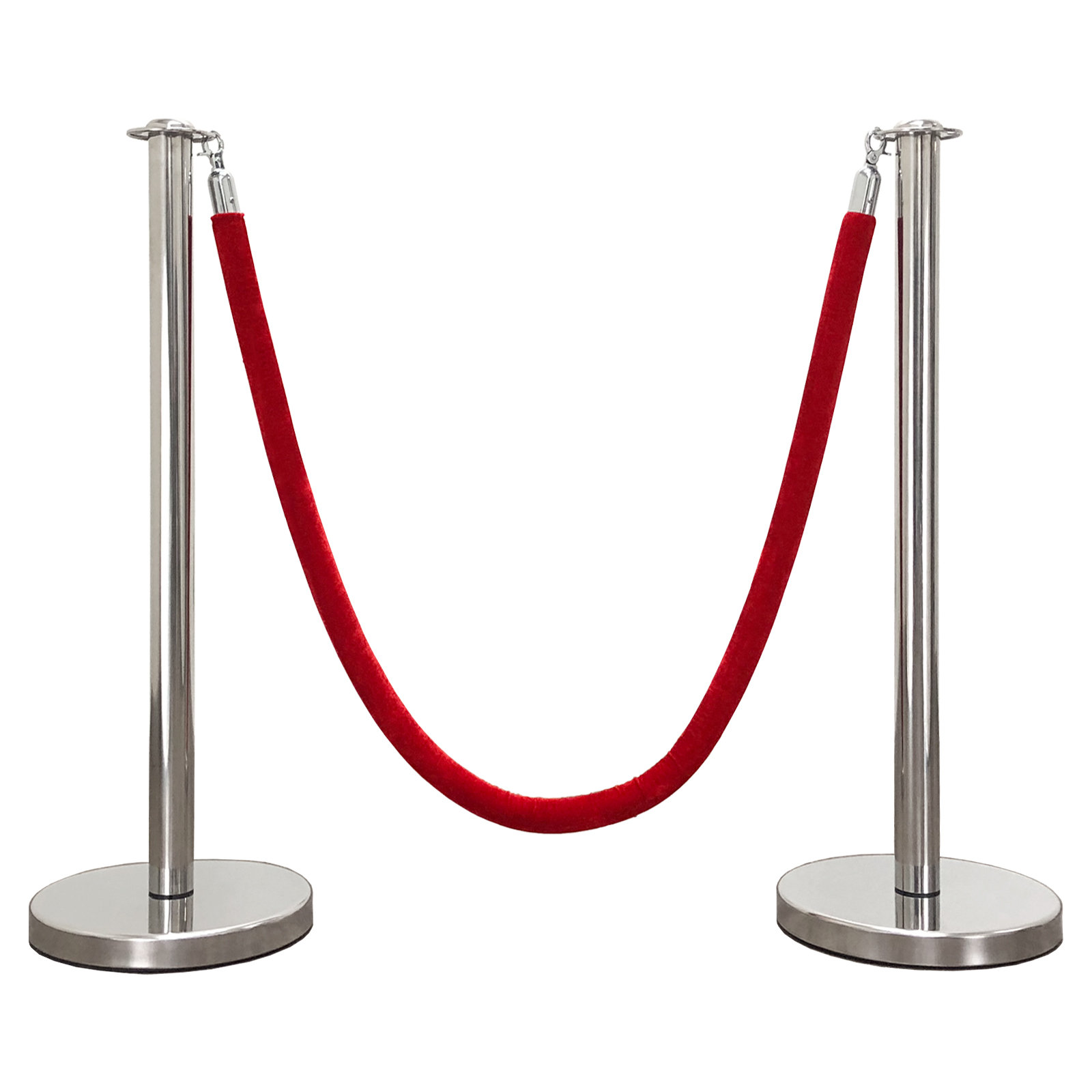 VIP Crowd Control Rope Stanchion (2 Mirror Flat Top/Flat Base + 6' Red ...