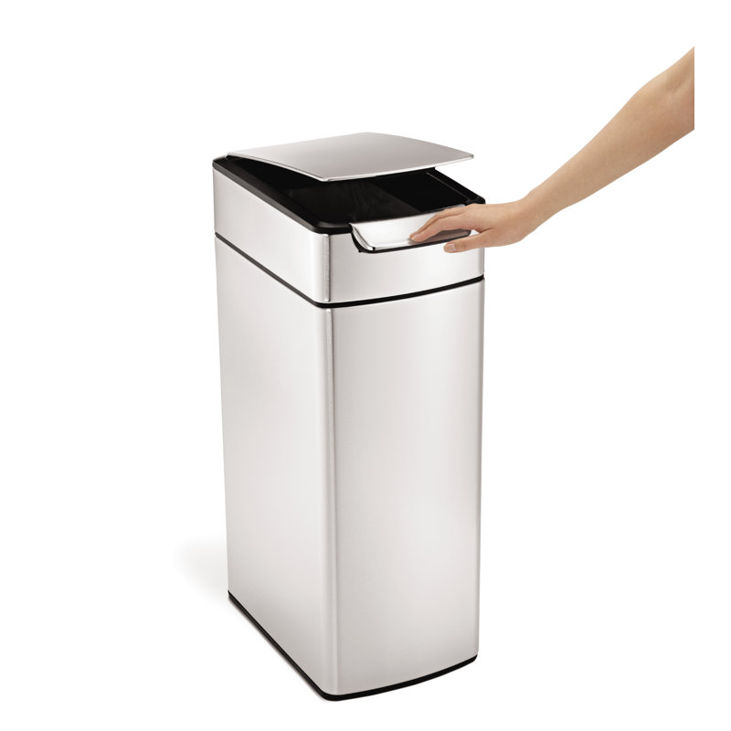 simplehuman 40 Liter / 10.6 Gallon Slim Touch-Bar Kitchen Trash Can ...