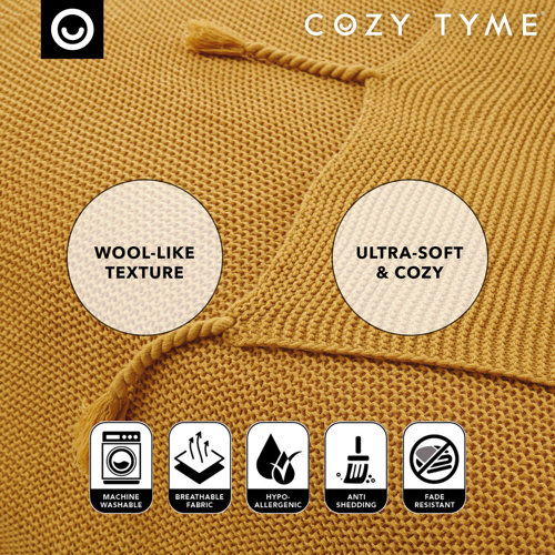 Cozy Tyme Lillyanna Acrylic Knit Throw 50" x 60" For Bedroom & Reviews ...