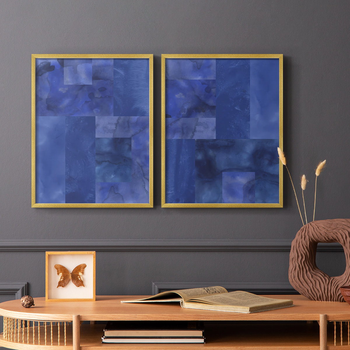 Winston Porter Blue Puzzle I-Premium Framed Print -Ready to Hang - No ...