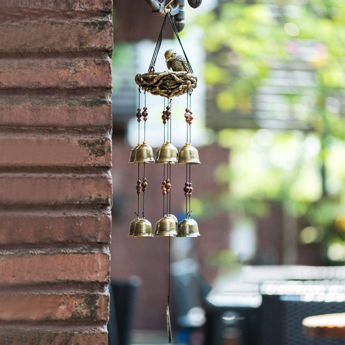 Arlmont & Co. Bird Nest Wind Chime, Bird Bells Chimes With 12 Wind ...