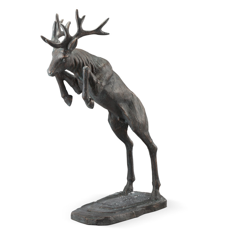 Foundry Select Leaping Stag Garden Sculpture | Wayfair