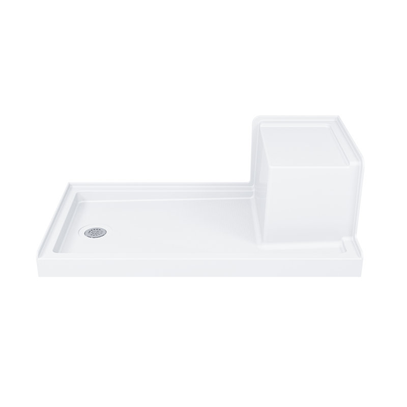 HOROW 60" x 32" Shower Base with Seat and Drain Included, Non-slip ...