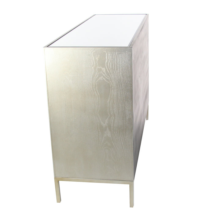 Rosdorf Park Anniston Gray Wood Upholstered Front Panel 1 Shelf & 3 ...