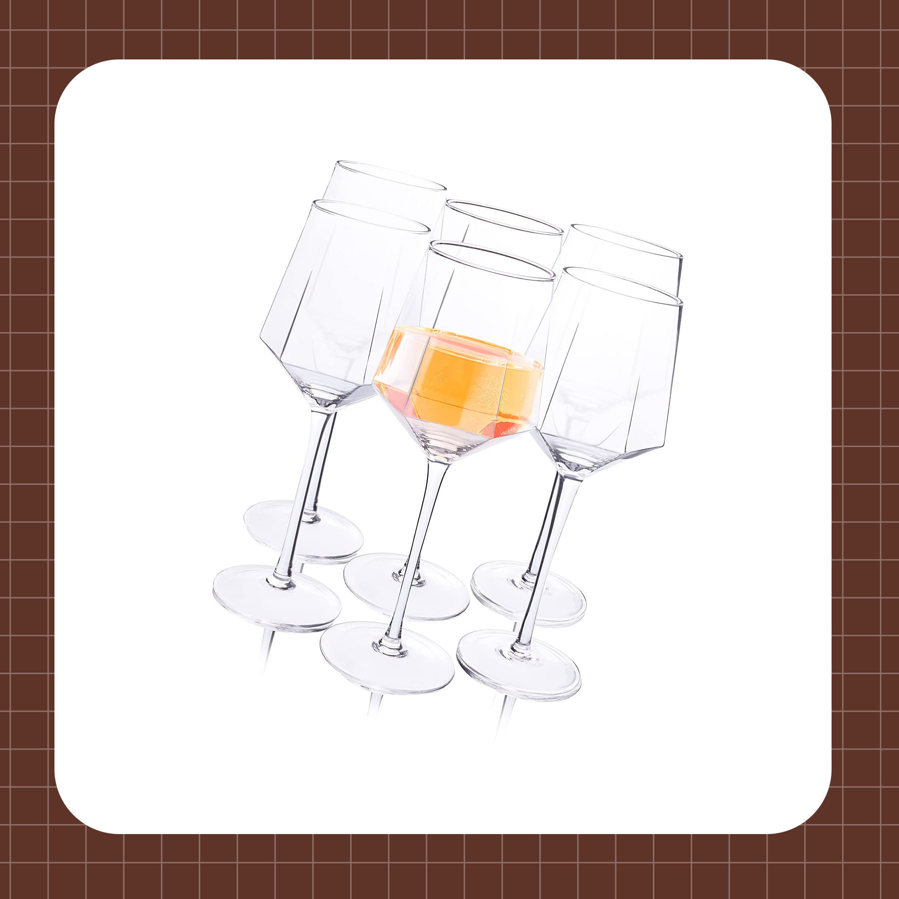 Eternal Night Crystal Wine Glasses Set Of 6 - Long Stem Hexagon Shaped ...