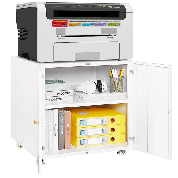 Ebern Designs Graylen Metal Printer Stand with Storage Mobile Printer ...