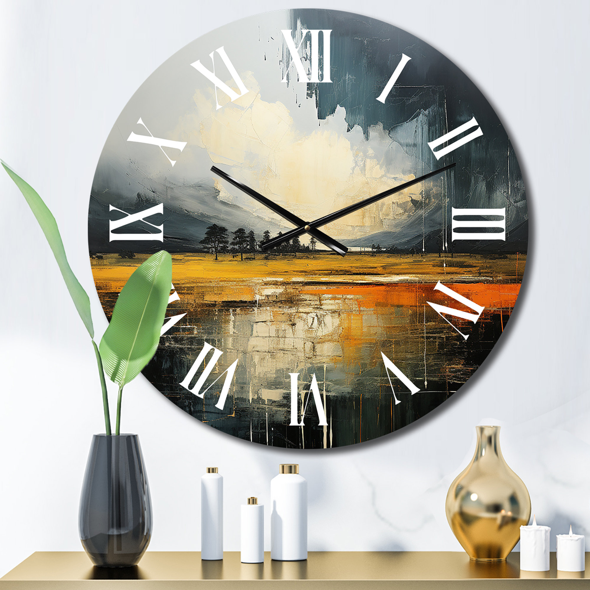 East Urban Home Dark Drama Bold Storm I - Landscapes Wall Clock | Wayfair