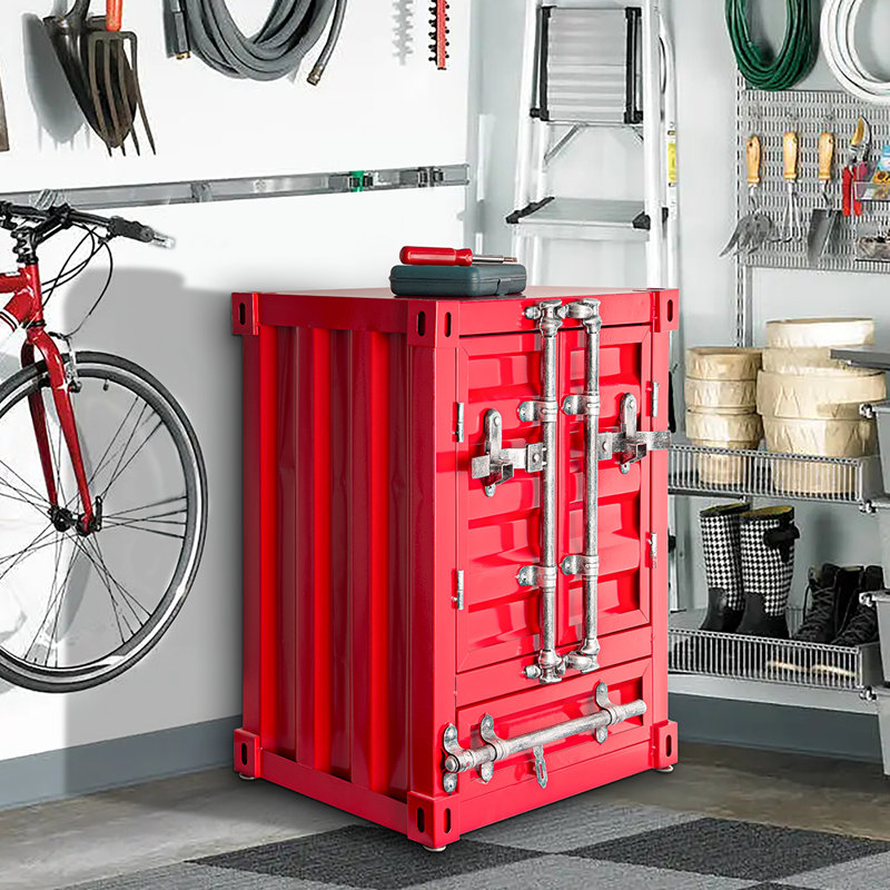 Williston Forge Industrial Iron Retro Style Container Accent Chest With ...